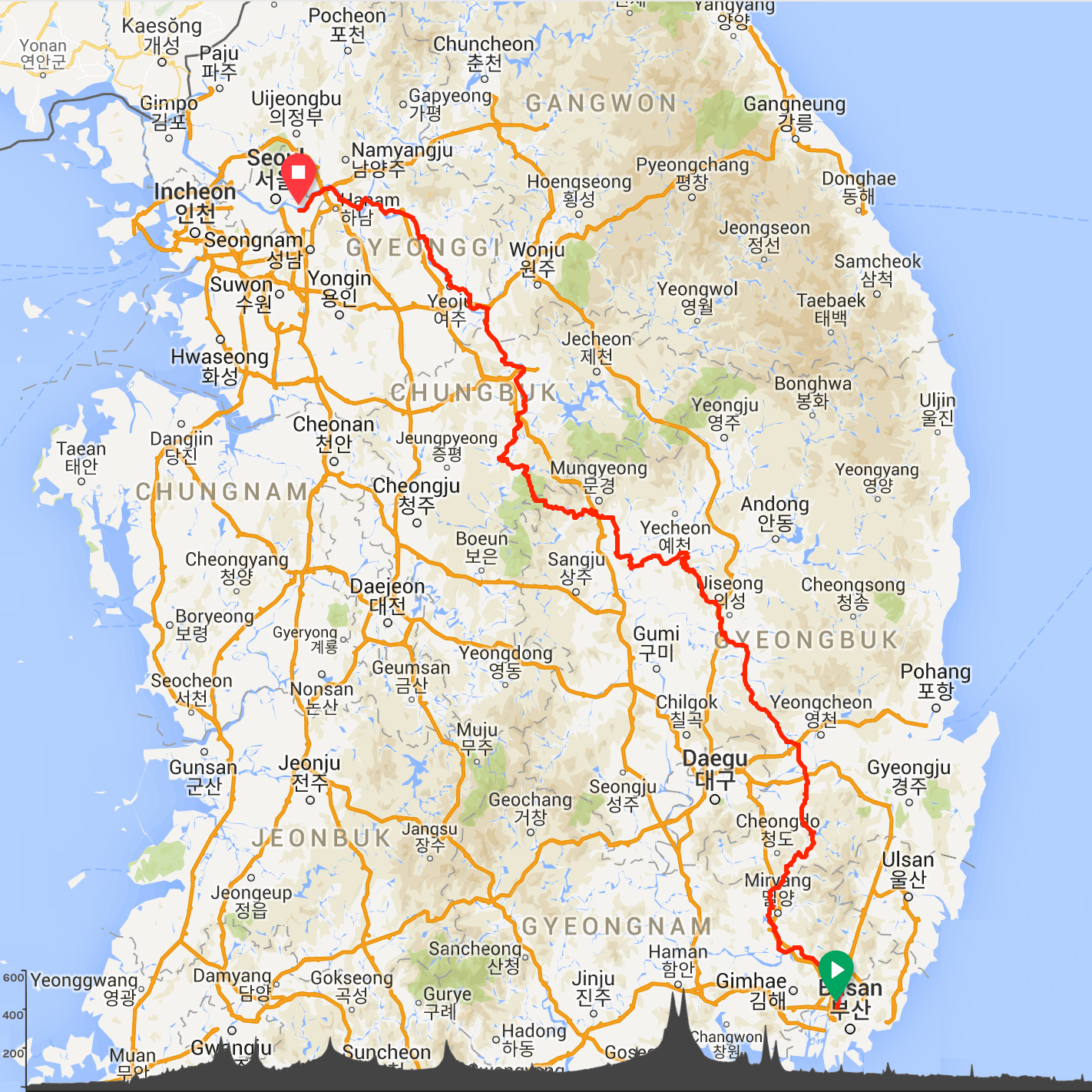 부산-서울 – Routes Busan 루트 부산